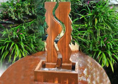 China Geometric Decorative Corten Steel Water Feature Large Size 120cm for Garden Yard for sale