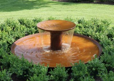 China Corten Steel Water Bowl Feature 150cm Outdoor Garden Fountain with 60cm Upper Bowl for Interior Decoration for sale