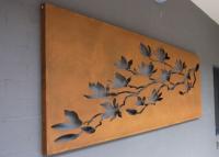 China Laser Cut Corten Steel Tree and Fence Wall Art - Custom Size Outdoor/Indoor Metal Sculpture with 25-Day Delivery for sale