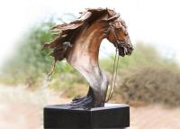 China Handmade Forging Bronze Ferghana Horse Head Garden Statue - Custom Size with Thermal Coloring Coating - 35 Day Delivery for sale