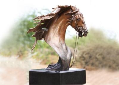 China Handmade Forging Bronze Ferghana Horse Head Garden Statue - Custom Size with Thermal Coloring Coating - 35 Day Delivery for sale