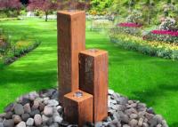China Corten Steel Water Feature Three Column Design 50cm 70cm 100cm Sizes for Garden Lawn Decoration for sale