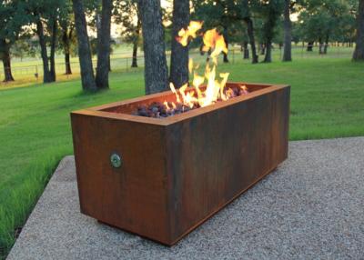 China Rectangular Corten Steel Fire Pit for Patio Heating - Weather Resistant Custom Size Outdoor Garden Feature for sale