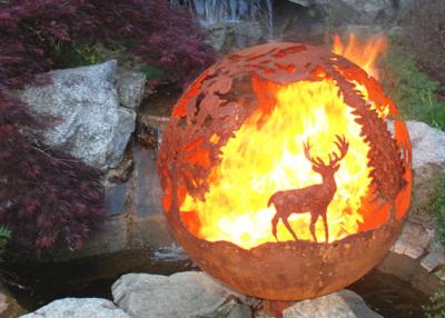 China Corten Steel Sphere Fire Pit with Custom Sizes and Rusty Finish for Outdoor Garden Decoration - 25 Day Delivery for sale