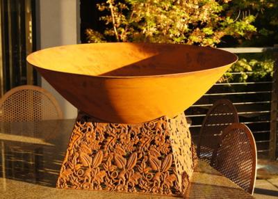 China Contemporary Corten Steel Fire Pit Bowl with Leaf Stand - Custom Sizes Available - 25 Day Delivery - MOQ 10 Pieces for sale