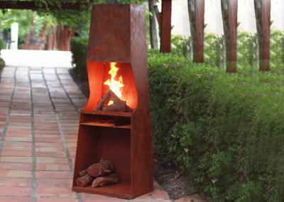 China Weather Resistant Corten Steel Fire Pit 180cm Height Rustproof Outdoor Woodburning Fireplace for sale