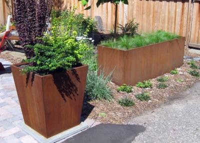 China Corten Steel Planter Box 50cm Height - Welding-Free Rectangular Metal Planter with Natural Rust Finish for sale