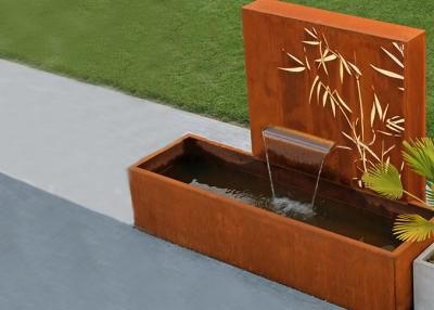 China Custom Size Corten Steel Water Feature with LED Lights - 30 Day Delivery, Self-Contained Waterfall Planter for sale