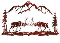 China Battling Buck Nature Metal Wall Sculpture - Corten Steel Outdoor Art with Custom Sizes and 25-Day Delivery for sale