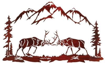 China Battling Buck Nature Metal Wall Sculpture - Corten Steel Outdoor Art with Custom Sizes and 25-Day Delivery for sale