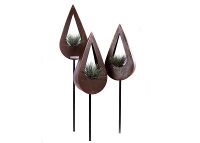 China Customizable Corten Steel Teardrop Planter 25-Day Delivery with Natural Rust Finish for Garden Decoration for sale