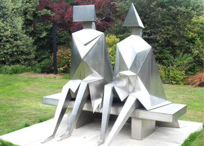 China Stainless Steel Garden Couple Sculpture 150cm Matt Finish Outdoor Art for sale