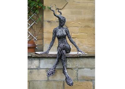 China Modern Outdoor Decorative Stainless Steel Wire Woman Sculpture 100 cm Customizable Height for sale