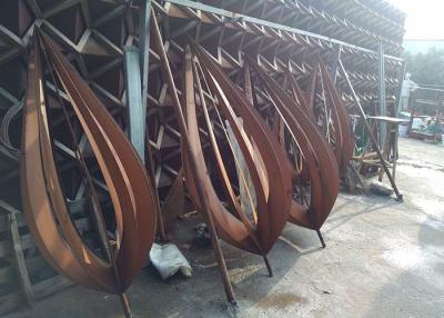 China Corten Steel Cone Sculpture Outdoor Decorative Art 120cm Height Rusty Finish for sale