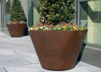 China Large Corten Steel Round Planter with Custom Sizes 25-Day Delivery for Public Garden Decoration for sale