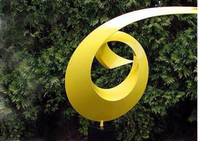 China Yellow Painted Metal Sculpture Dancing Ribbon Shape 1.5m Custom Sizes for sale