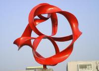 China Large Red Painted Stainless Steel Sphere Sculpture 2.4m Outdoor Decorative Knot Art for sale