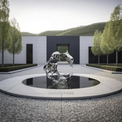 China Polished Stainless Steel Wave Sculpture 200cm for Yard and Public Park Decoration for sale