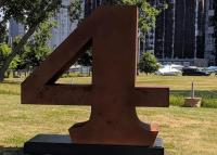 China Corten Steel Number 4 Sculpture for Public Garden Park Rusty Metal Art Custom Size for sale