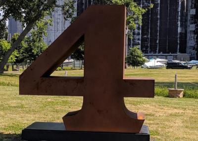China Corten Steel Number 4 Sculpture for Public Garden Park Rusty Metal Art Custom Size for sale
