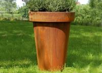 China Modern Flared Column Corten Steel Planter - 120 cm Tall Rust Finish for Hotel & Garden Decoration for sale