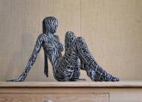 China Modern Outdoor Stainless Steel Wire Dancer Sculpture 150 cm Customizable for sale