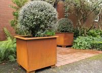 China Corten Steel Square Planter Box Rusty Finish Custom Size for Indoor Outdoor Garden for sale