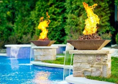 China Corten Steel Garden Fire Pit Water Feature Combo - 2.5mm Thickness with 80+ Year Lifespan for sale