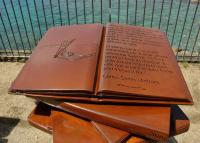 China Corten Steel Book Sculpture for Garden Public Decoration Rusty Finish Custom Size for sale