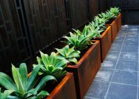 China Custom Square Corten Steel Planters 50cm Height Outdoor Garden Decoration with Rust Patina Finish for sale