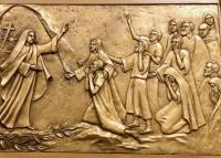 China Modern Bronze Religious Wall Art Sculpture with Customized Size and 30-Day Delivery for Interior and Outdoor Decor for sale