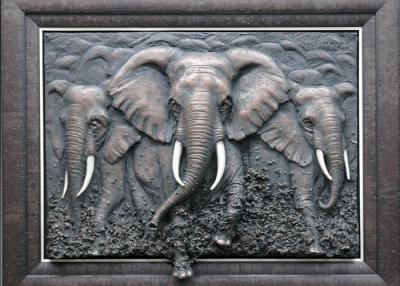 China Custom Bronze Elephant Bas Relief Wall Sculpture - 30 Day Delivery - Interior & Outdoor Metal Art for sale