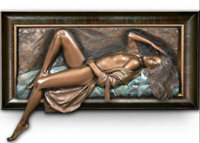 China Bronze Woman Relaxing Relief Sculpture Wall Art - Custom Size Available with 30 Day Delivery for sale