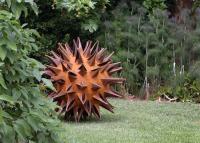 China Custom Corten Steel Thorn Ball Sculpture Rusted Garden Art Outdoor Decoration for sale
