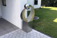China Stainless Steel Ball Sculpture Brushed Finish 180cm Outdoor Garden Art for sale