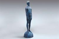 China 190cm Life Size Bronze Man Sculpture Rain Design Glass Drop Antique Patina for sale