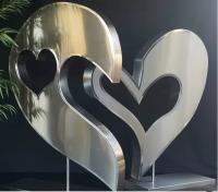 China Stainless Steel Heart Love Art Sculpture Indoor Garden Decor Custom Size for sale