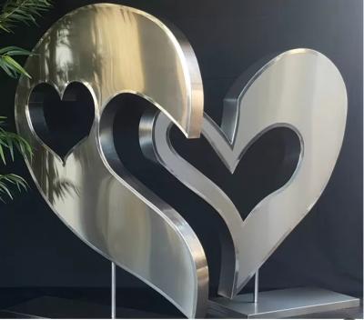 China Stainless Steel Heart Love Art Sculpture Indoor Garden Decor Custom Size for sale