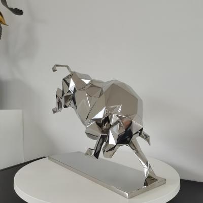 China Outdoor Garden Decorative Stainless Steel Polished Bull Sculpture 180cm Height for sale