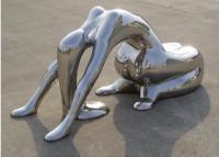 China Stainless Steel Yoga Lady Sculpture Polished Custom Size Outdoor Art Decor for sale