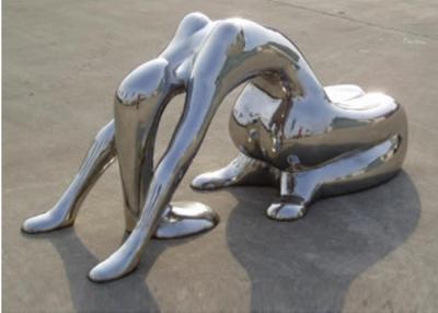 China Stainless Steel Yoga Lady Sculpture Polished Custom Size Outdoor Art Decor for sale