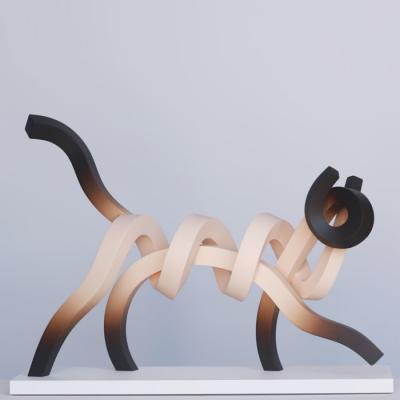 China Stainless Steel White and Black Dog Sculpture Outdoor Art Decor Custom Size for sale