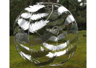 China Custom Stainless Steel Leaf Ball Sculpture Modern Art Garden Sphere 1pc for sale