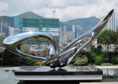 China Large Stainless Steel Garden Sculpture 150cm Mirror Polished Outdoor Metal Art for sale