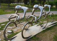 China Stainless Steel Abstract Cyclist Sculpture Polished Finish Custom Size Garden Decoration for sale