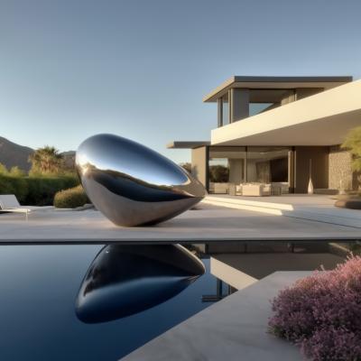 China Mirror Polished Stainless Steel Outdoor Abstract Sculpture Arrival Design 200cm for sale