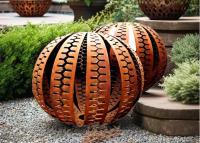 China Large Corten Steel Garden Sphere Ball Sculpture Rusty Finish Welding Art 1pc for sale