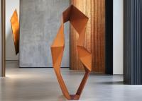 China Contemporary Abstract Geometric Corten Steel Metal Art Sculpture Welding Technique Rusty Finish Custom Size for sale