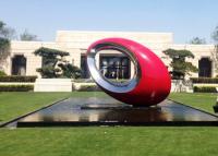 China Red Painted Stainless Steel Oval Large Outdoor Sphere Modern Garden Art Sculpture 200cm for sale
