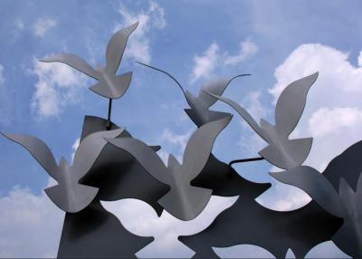 China Bird Flying Stainless Steel Abstract Garden Sculpture 200cm Height Contemporary Outdoor Metal Art for sale